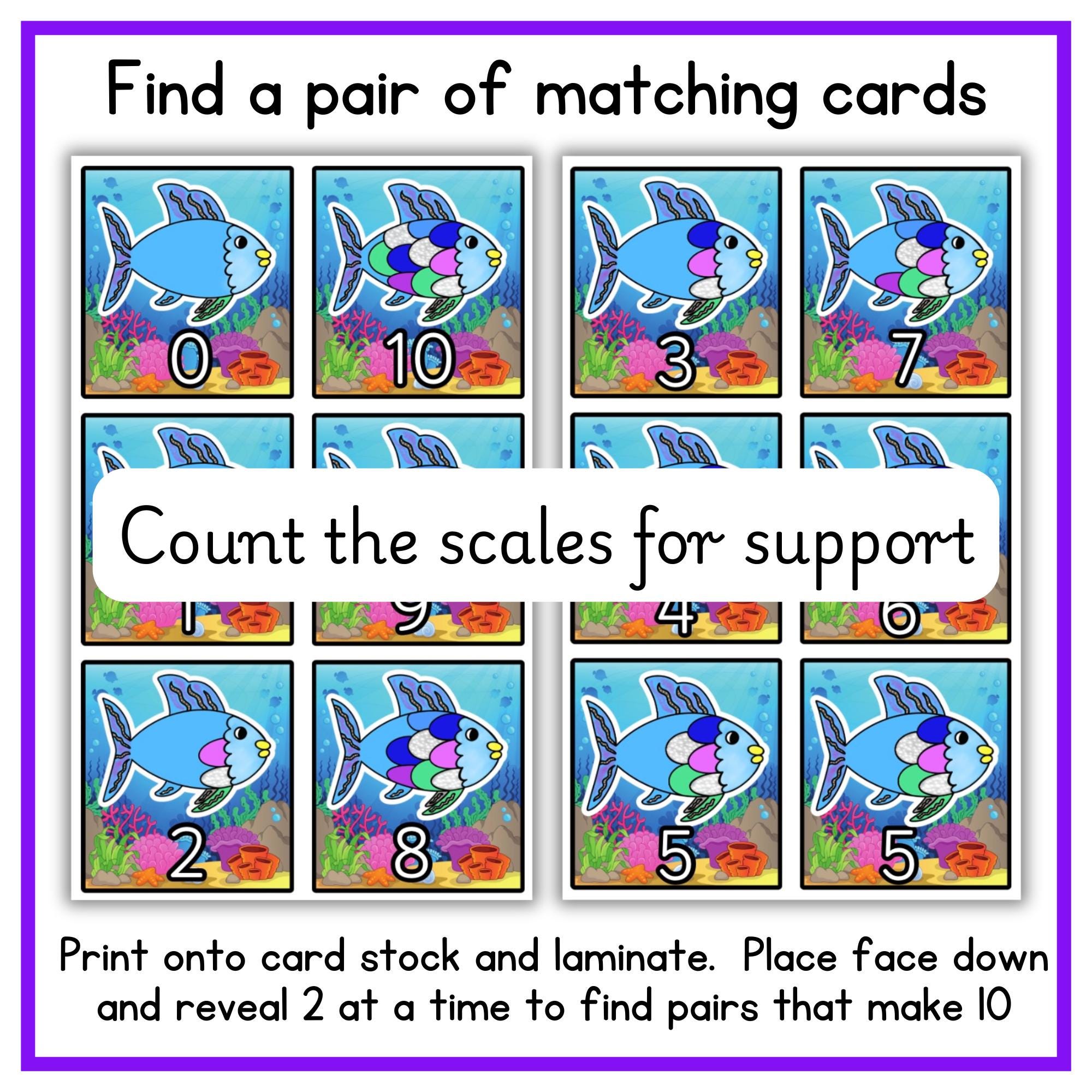 Rainbow Fish Number Bonds Flashcards and Mats: KS1 Math Learning for ...