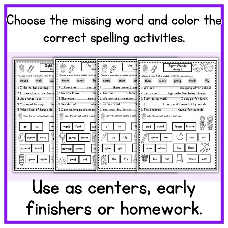 First Grade Sight Words Worksheets: Engaging Early Literacy Activities ...