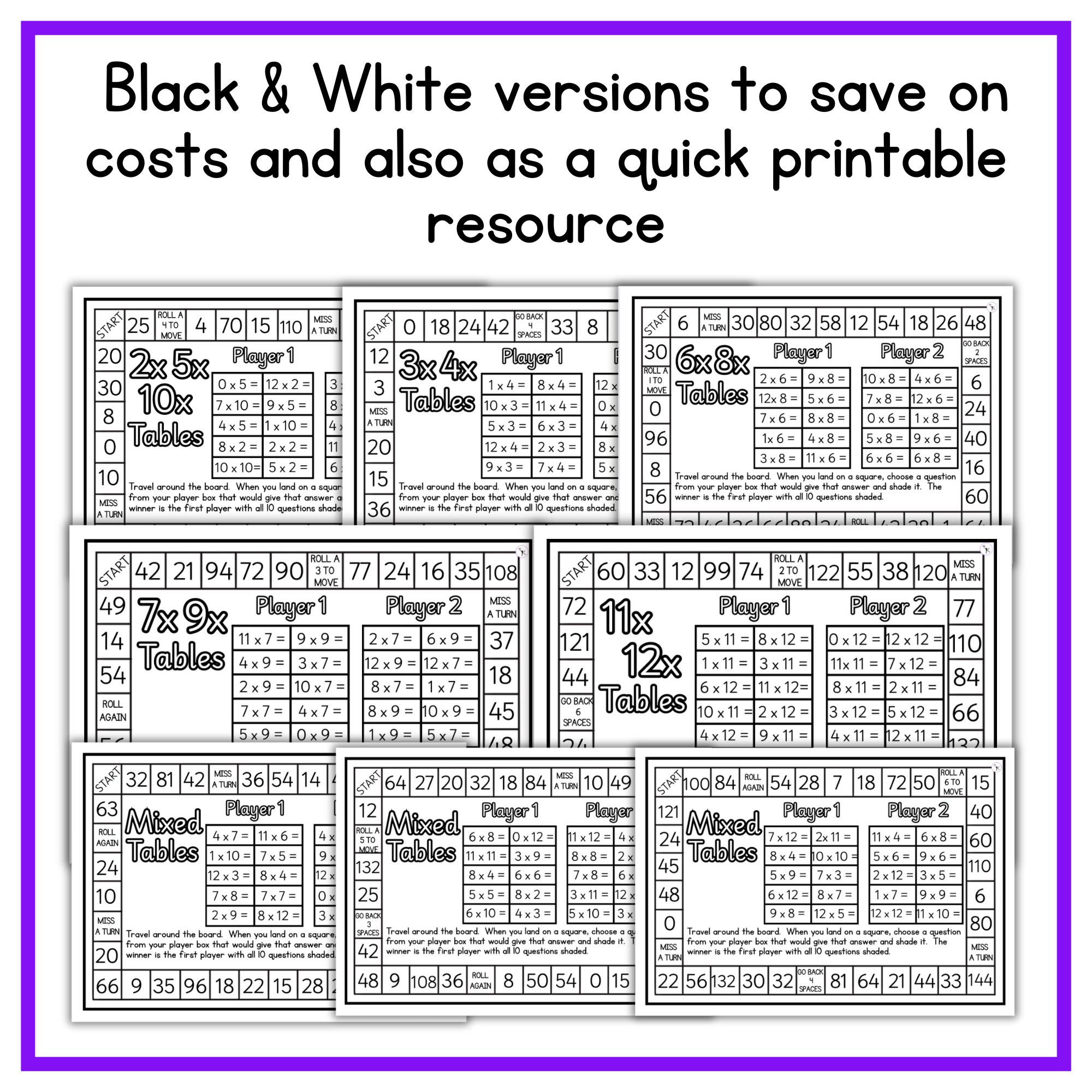 Printable Multiplication Games: Fun Times Tables Practice for ...