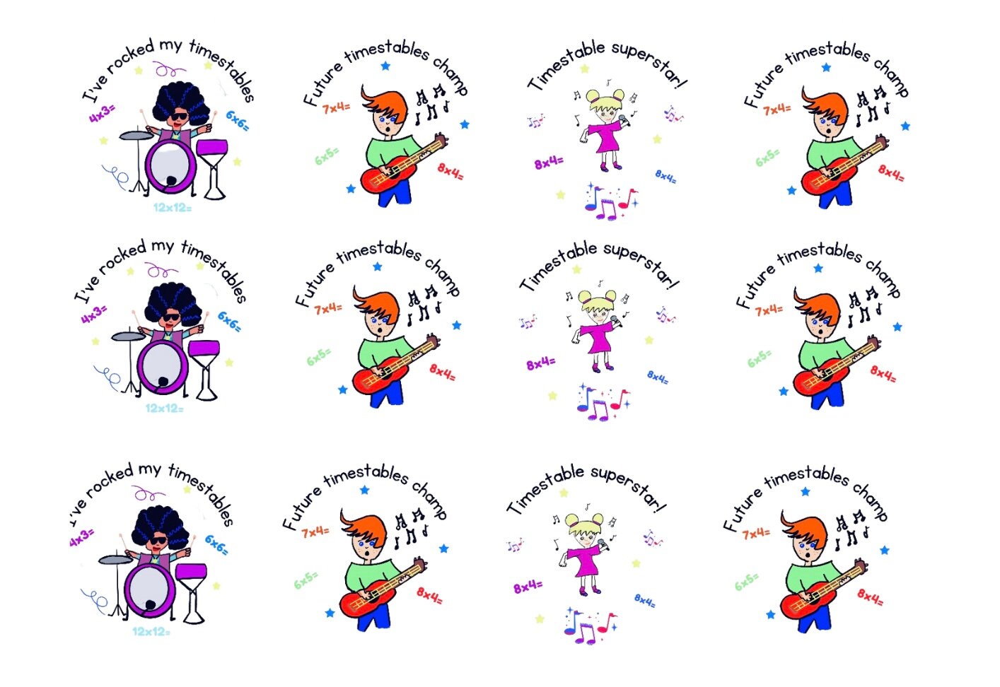 Timestable Rockstars Stickers - Etsy