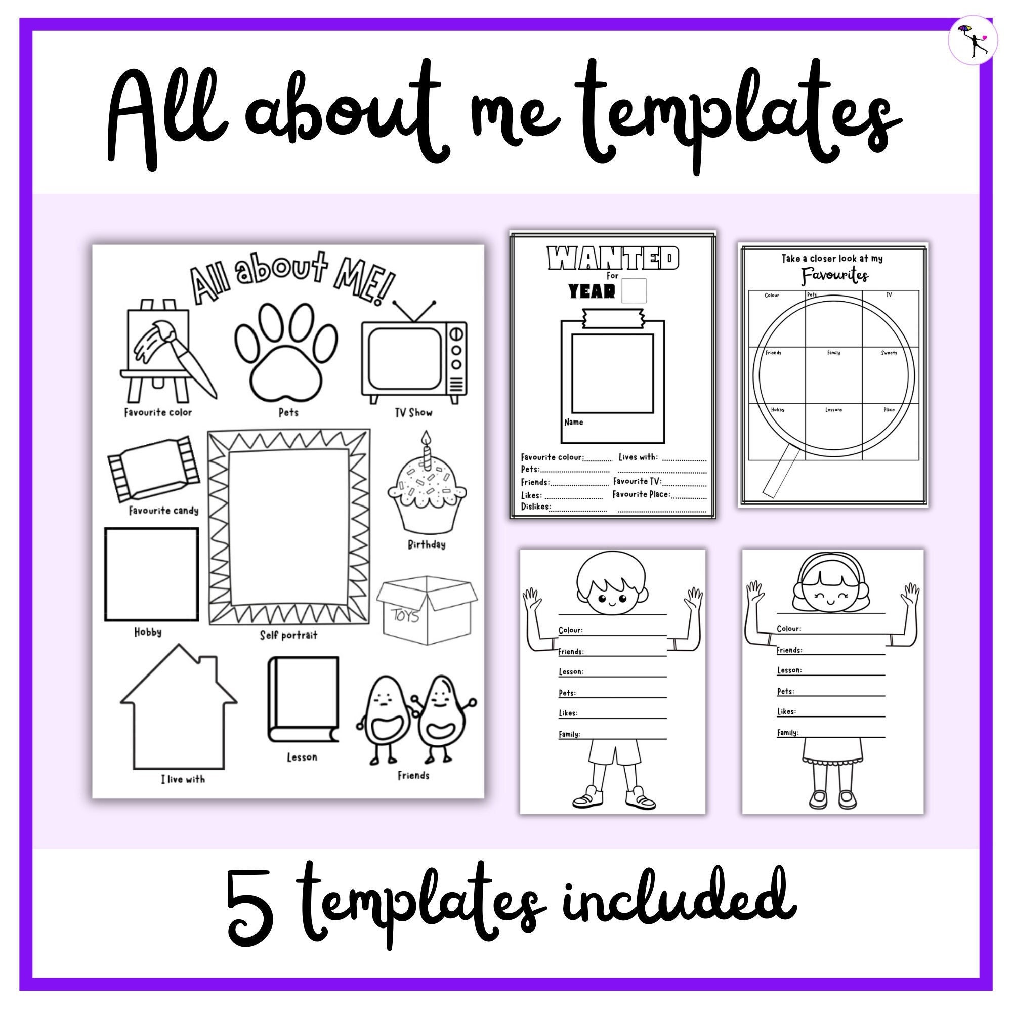 All About Me: About Me Worksheet; Get to Know Me; Teacher Template ...