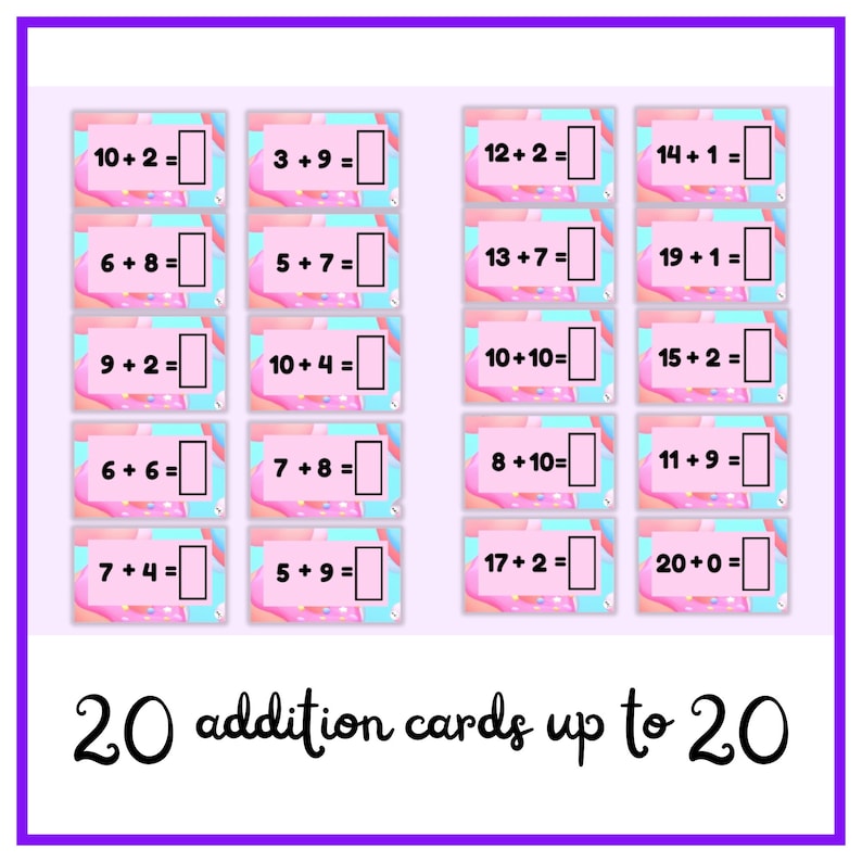 Addition and Subtraction Within 20 Task Cards: Printable Flashcards for ...