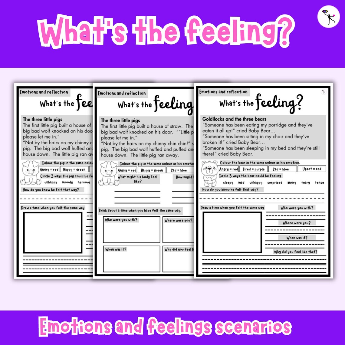 Emotions and Feelings Worksheets: Calm Corner Identifying Emotions Self ...