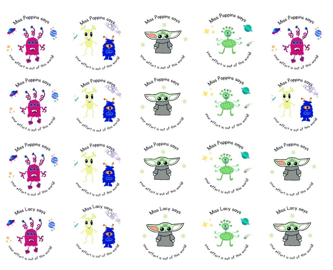 Personalised Alien Reward Stickers - Etsy