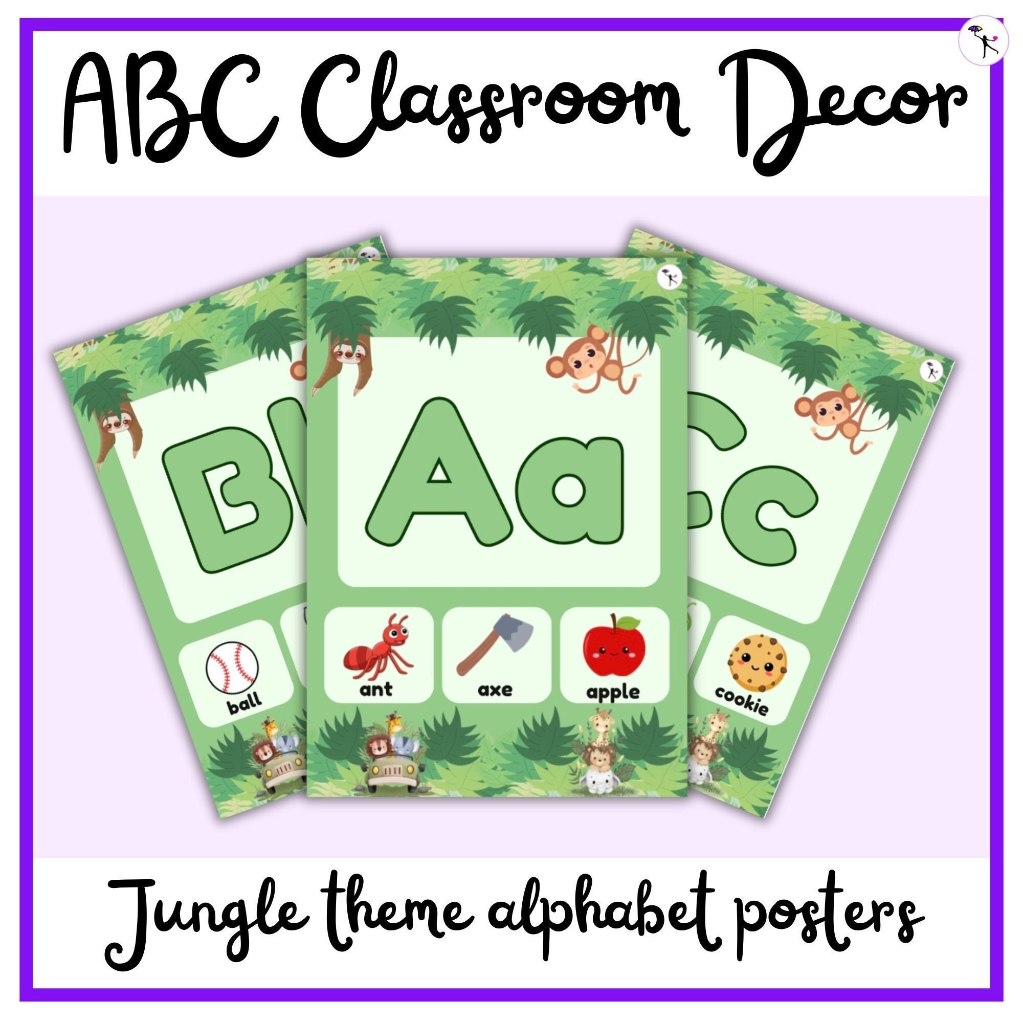 Jungle Classroom Decor: Jungle Alphabet; ABC Flashcards; Alphabet Cards ...