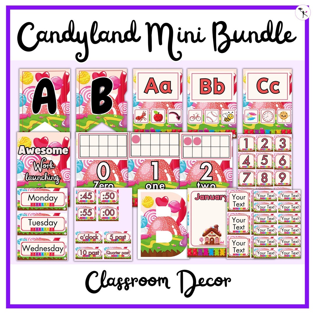 Candyland Elementary Classroom Decor Bundle: Bulletin Board Kit, Month ...