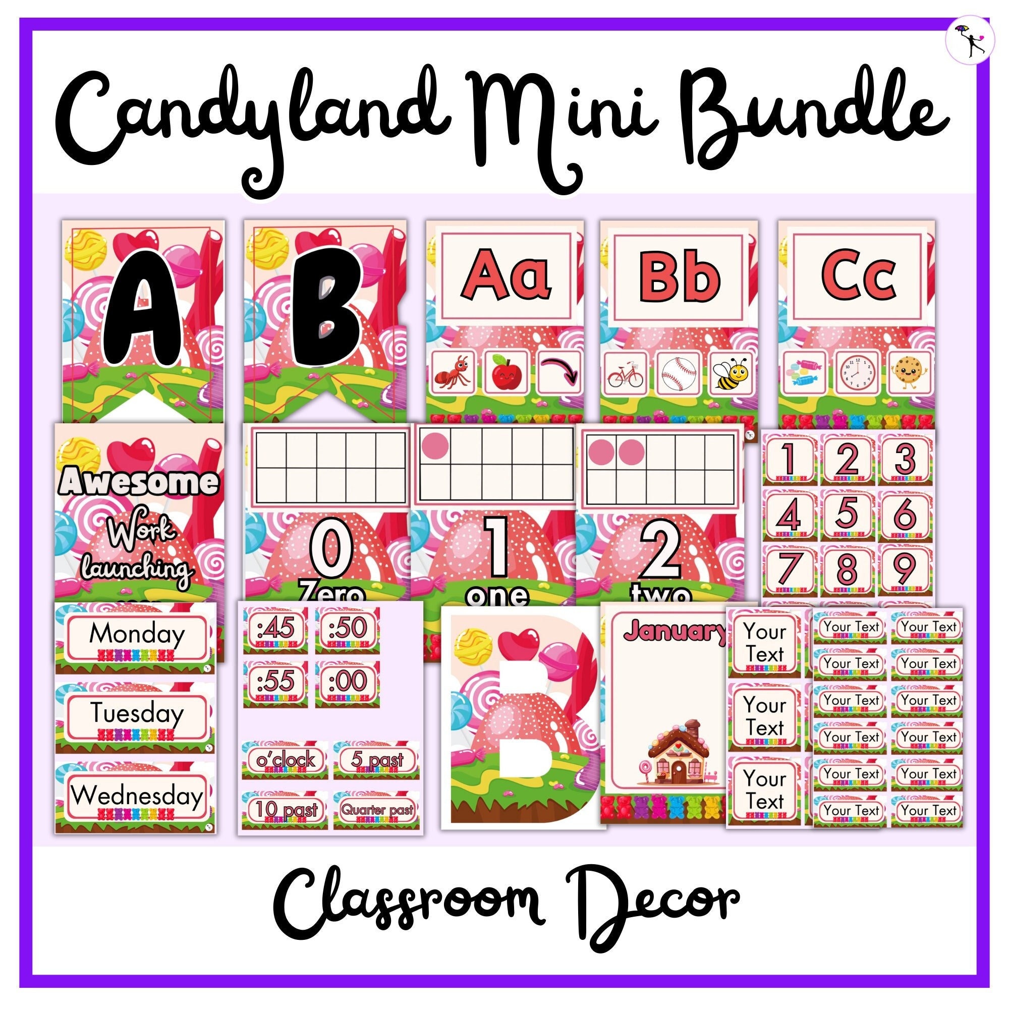 Candyland Elementary Classroom Decor Bundle: Bulletin Board Kit, Month ...
