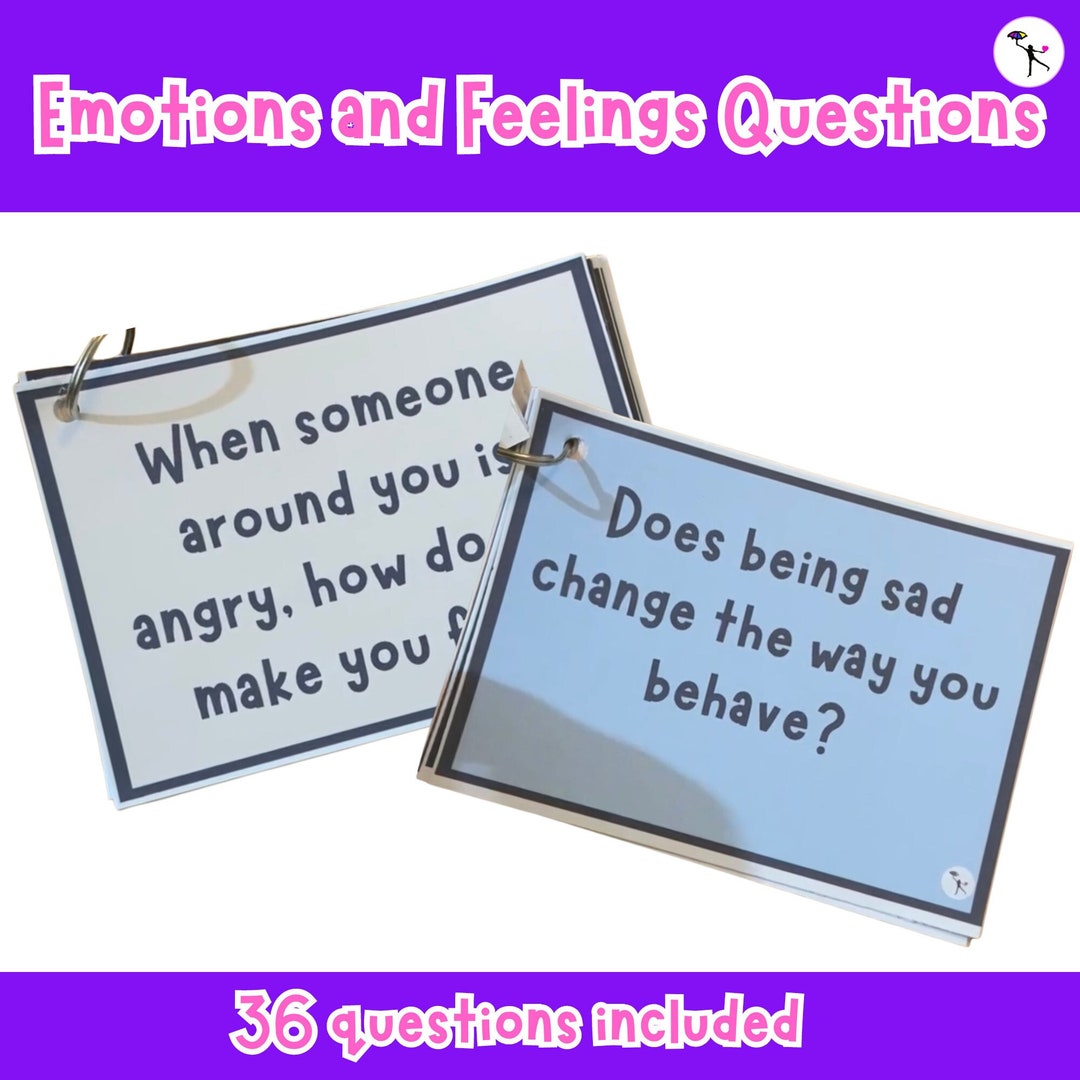 Emotions and Feelings Questions: Printable Flashcards Learning Emotions ...