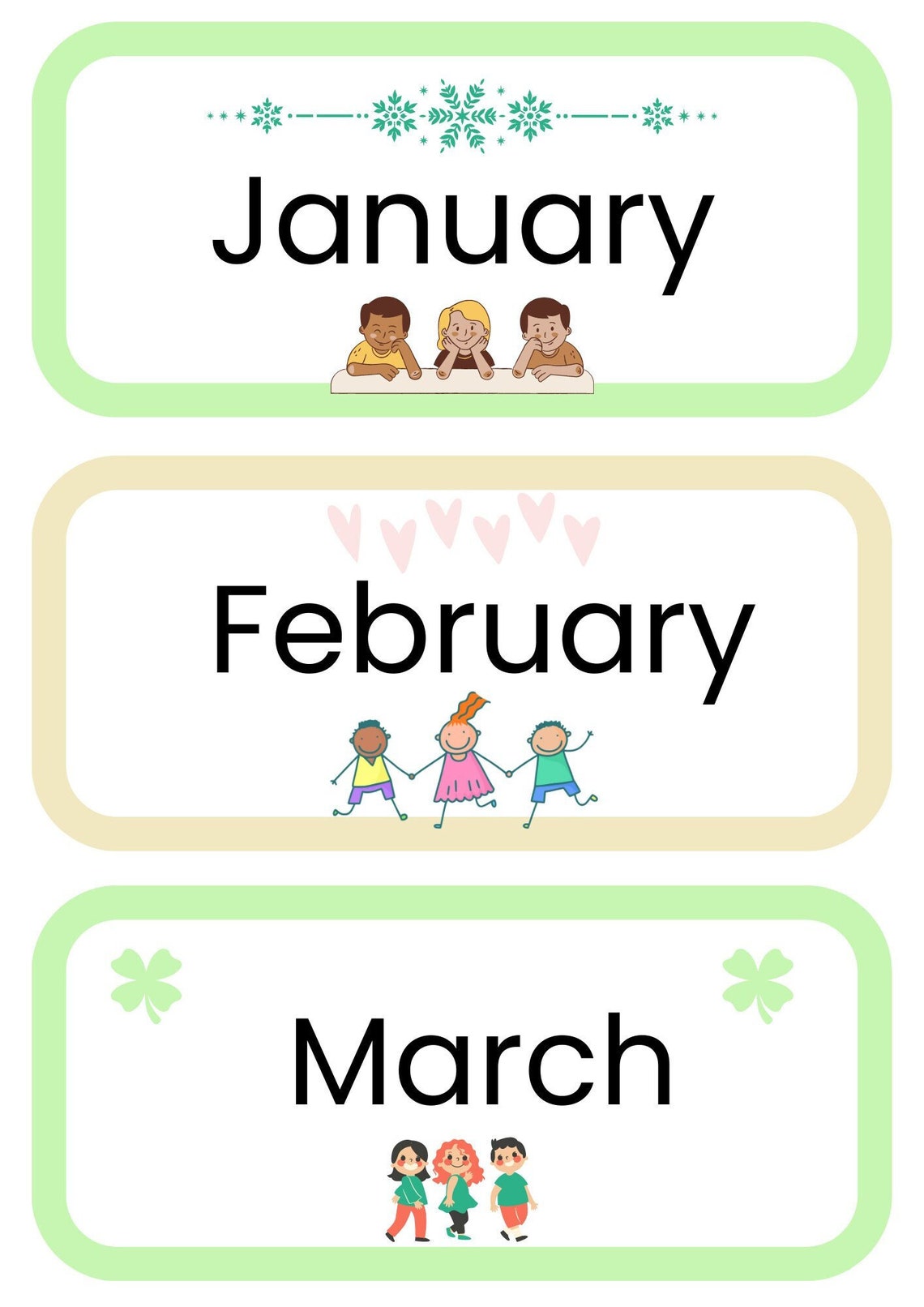 Months of the Year Display Cards - Etsy