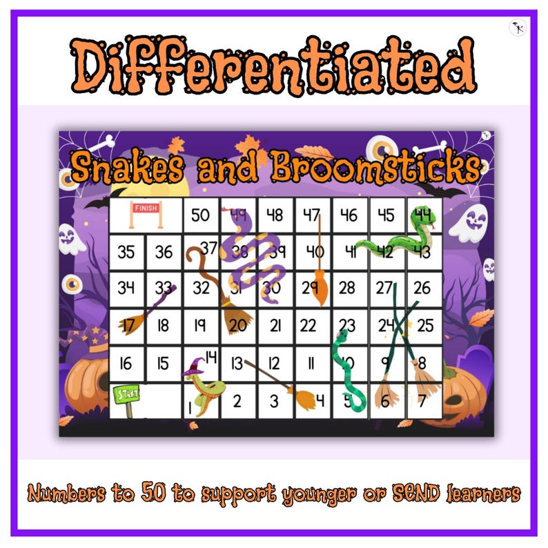 Spooky Snakes and Ladders Halloween Printable Game for Kids Education ...