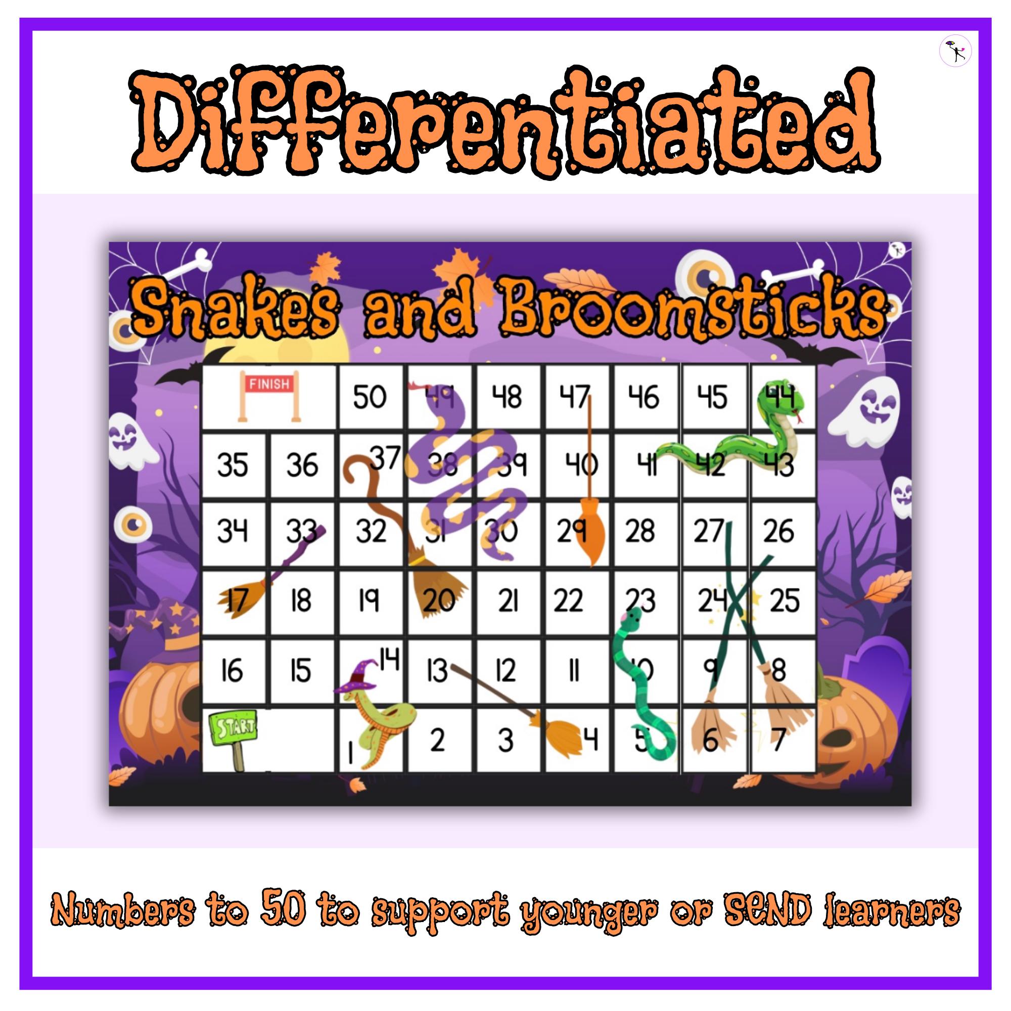 Spooky Snakes and Ladders Halloween Printable Game for Kids Education ...