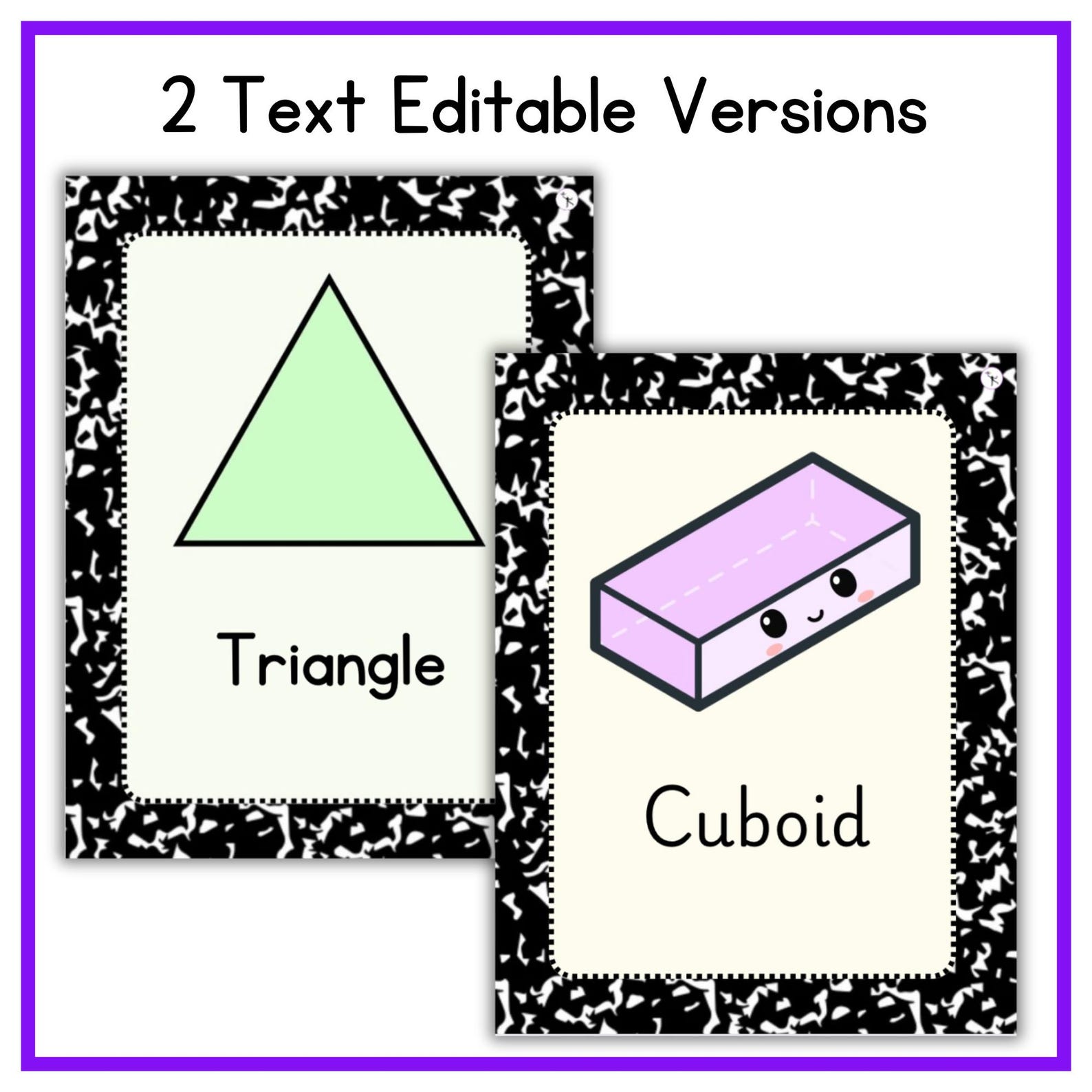 Editable 2D and 3D Shape Posters Elementary Math Learning Resources for ...