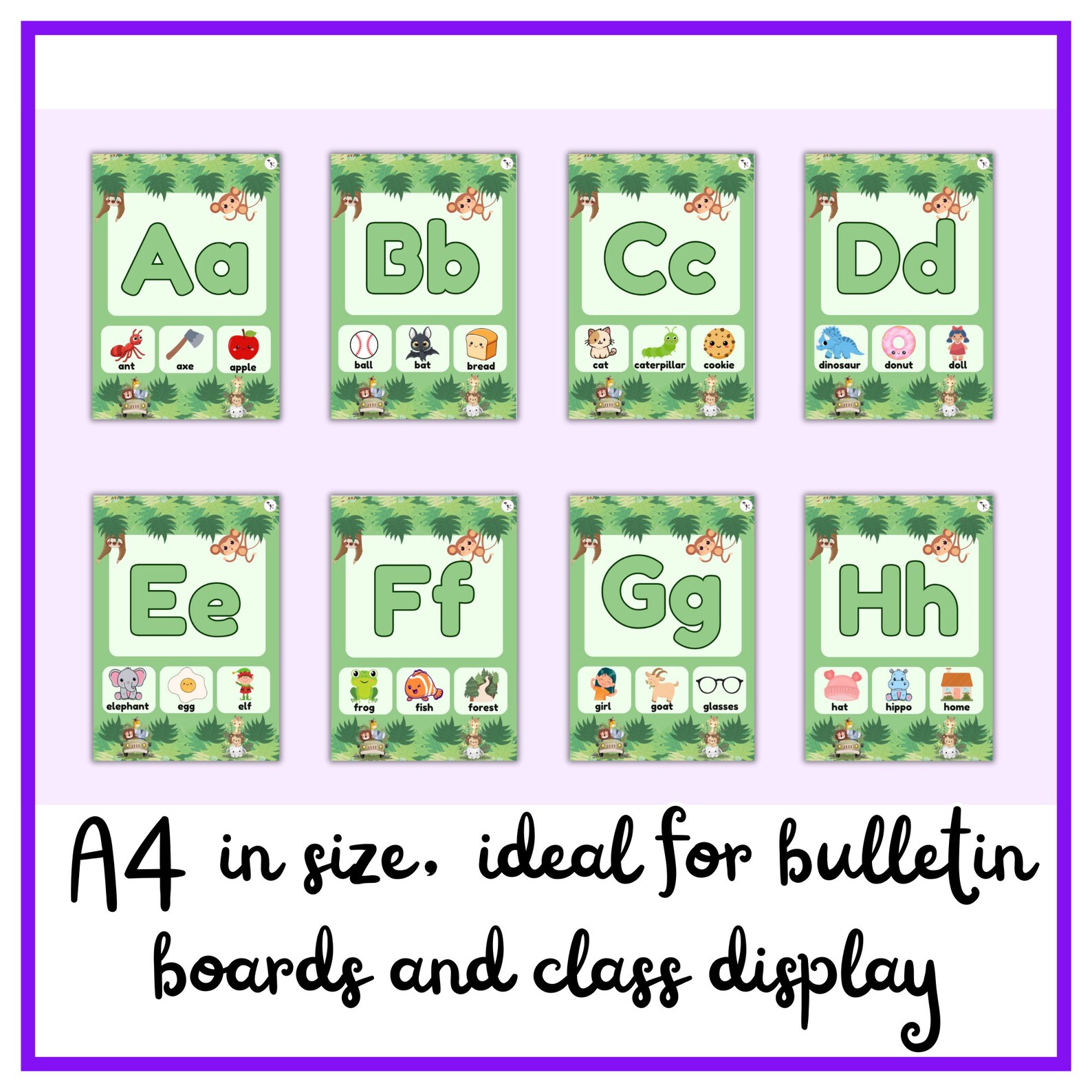Jungle Classroom Decor: Jungle Alphabet; ABC Flashcards; Alphabet Cards ...
