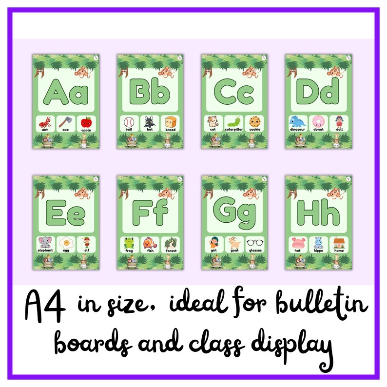 Jungle Classroom Decor: Jungle Alphabet; ABC Flashcards; Alphabet Cards ...