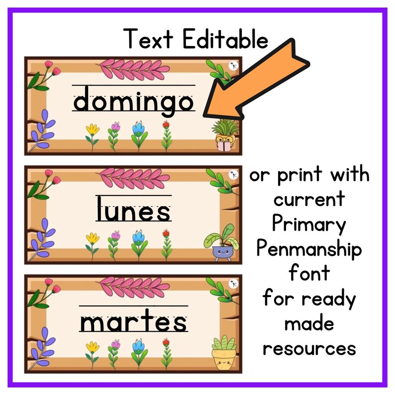 Spanish Days & Months Flashcards: Plant-themed Classroom Decor for ...