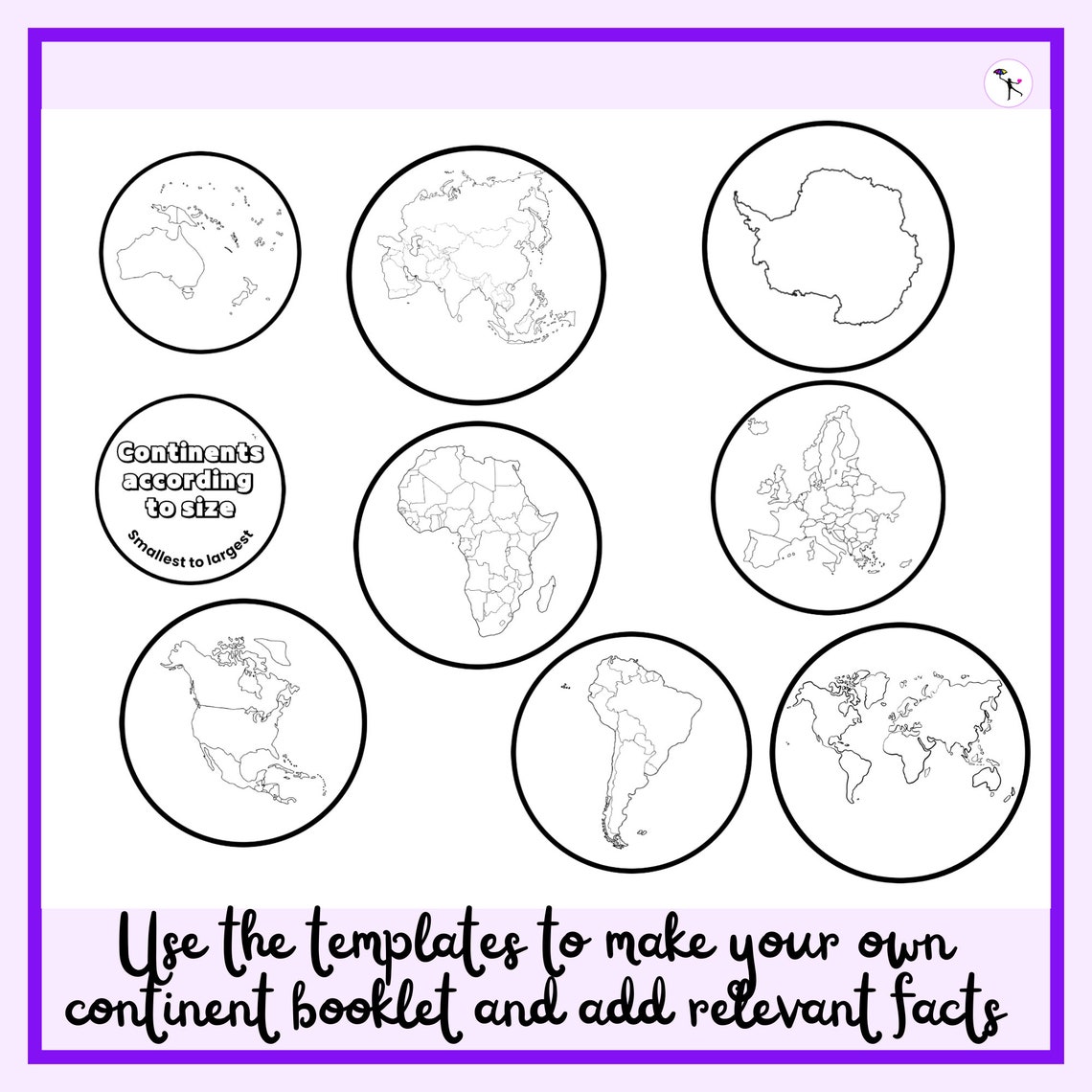 The 7 Continents: World Geography; World Map Printable; Continent Size ...