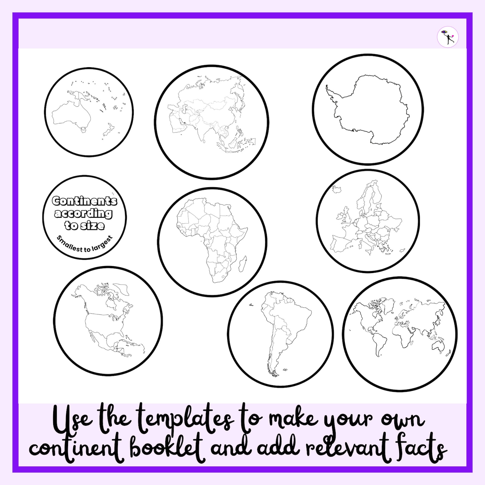 The 7 Continents: World Geography; World Map Printable; Continent Size ...