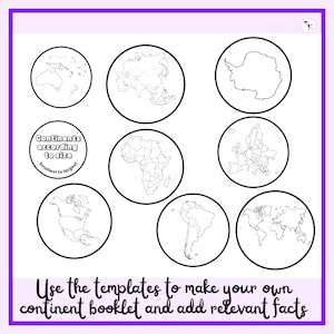 The 7 Continents: World Geography; World Map Printable; Continent Size ...