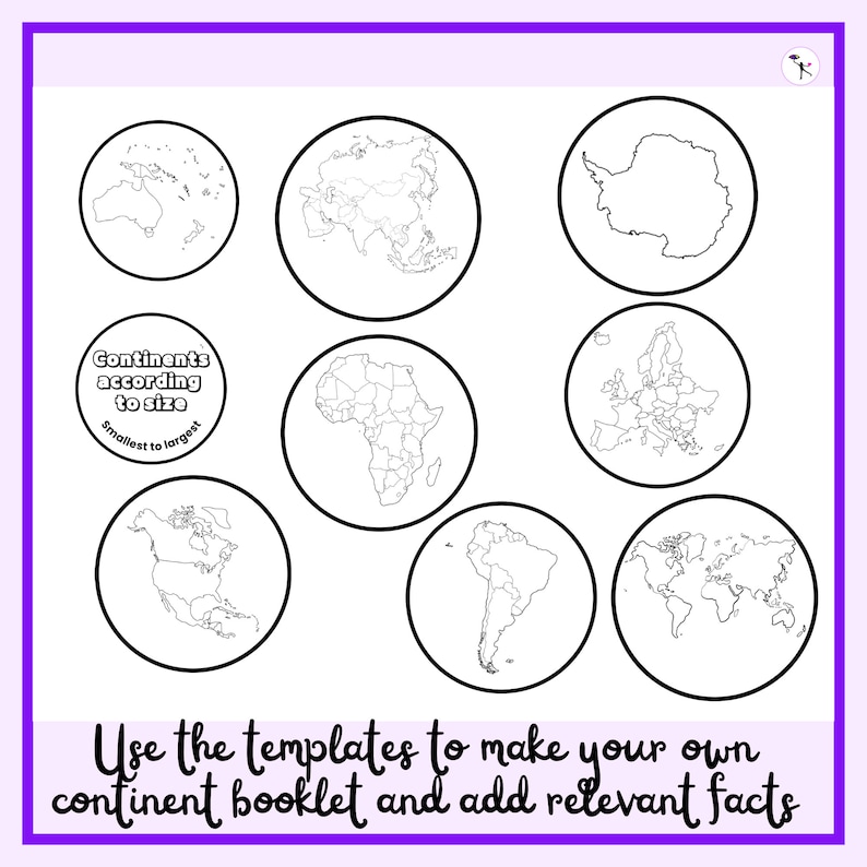 The 7 Continents: World Geography; World Map Printable; Continent Size ...
