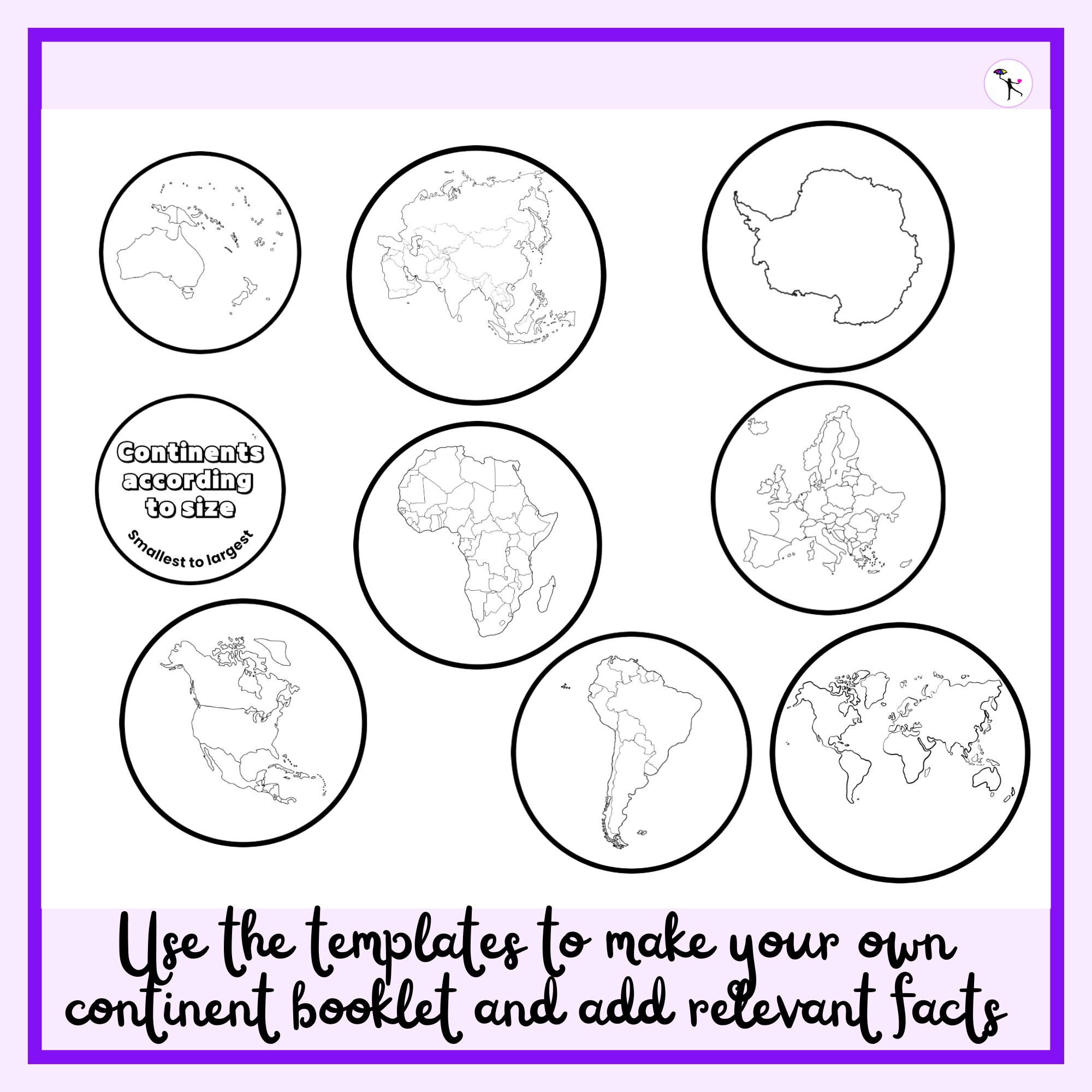 The 7 Continents: World Geography; World Map Printable; Continent Size ...