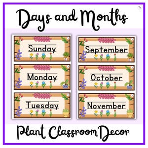 Printable Plant-themed Classroom Labels: Days, Months, Displays ...
