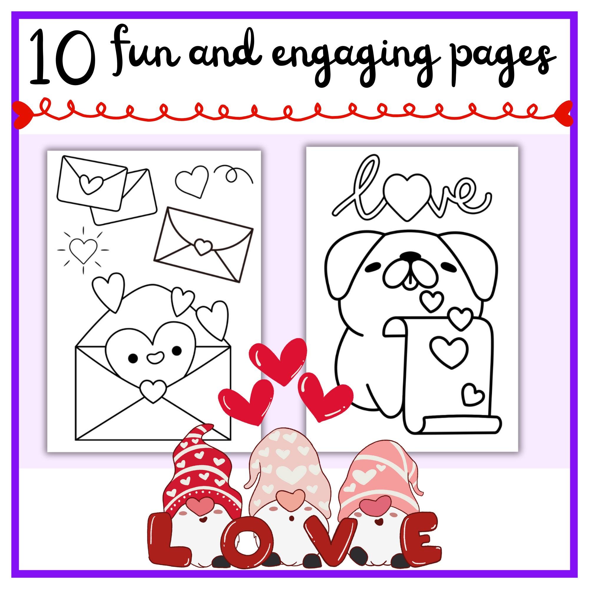 Valentine's Day Easy Coloring Pages: Printable Worksheets for Kids ...