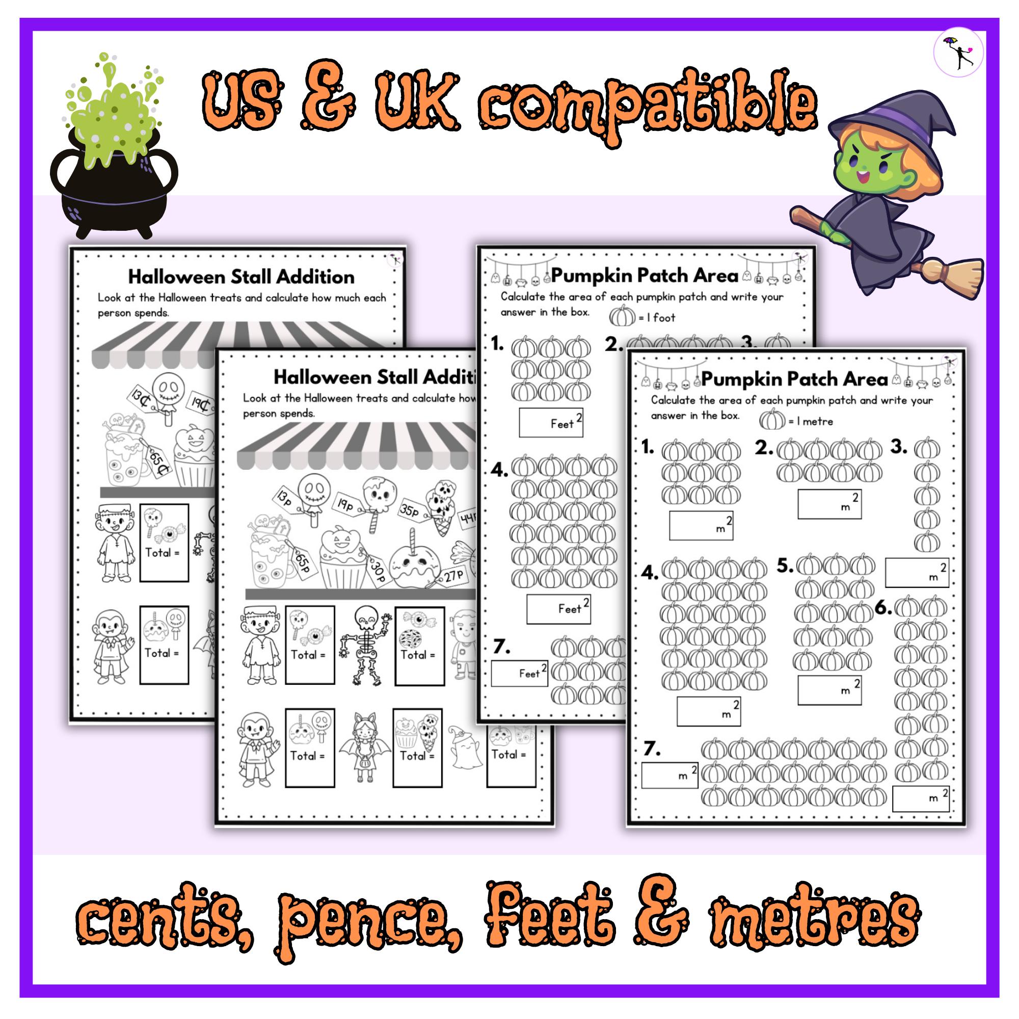 2nd Grade Halloween Math Worksheets No Prep Activities for Kids - Etsy