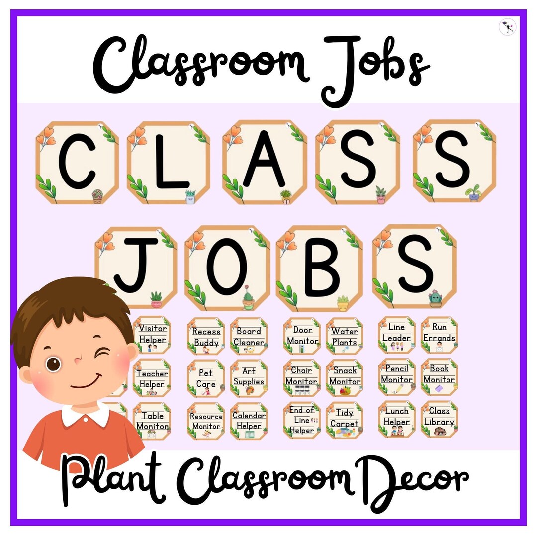Plant Themed Classroom Jobs Display Printable for Elementary and ...