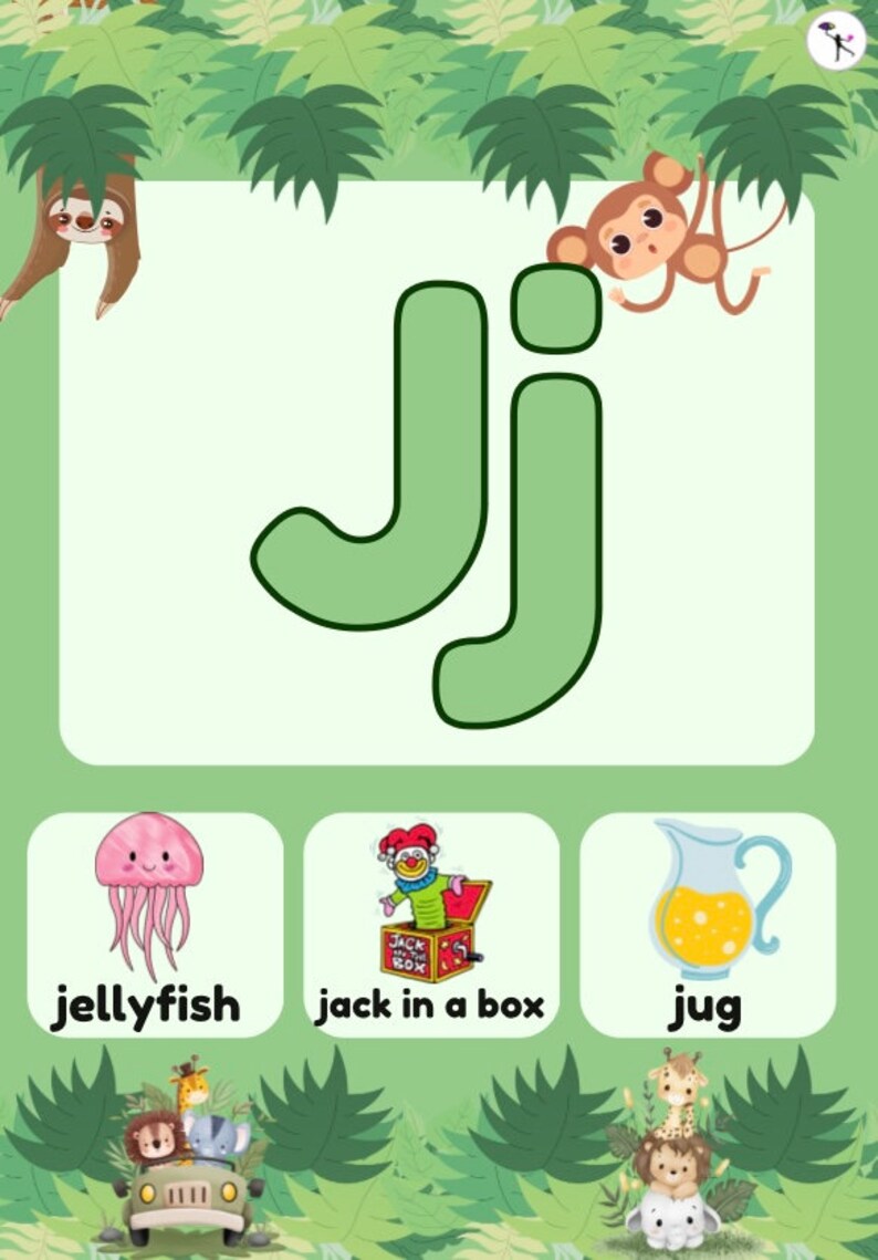 Jungle Classroom Decor: Jungle Alphabet; ABC Flashcards; Alphabet Cards ...