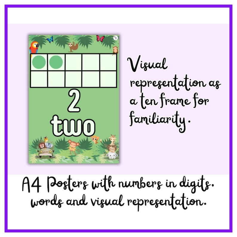 Jungle Theme Number Cards for Classroom Decor - Counting to 10 Math ...