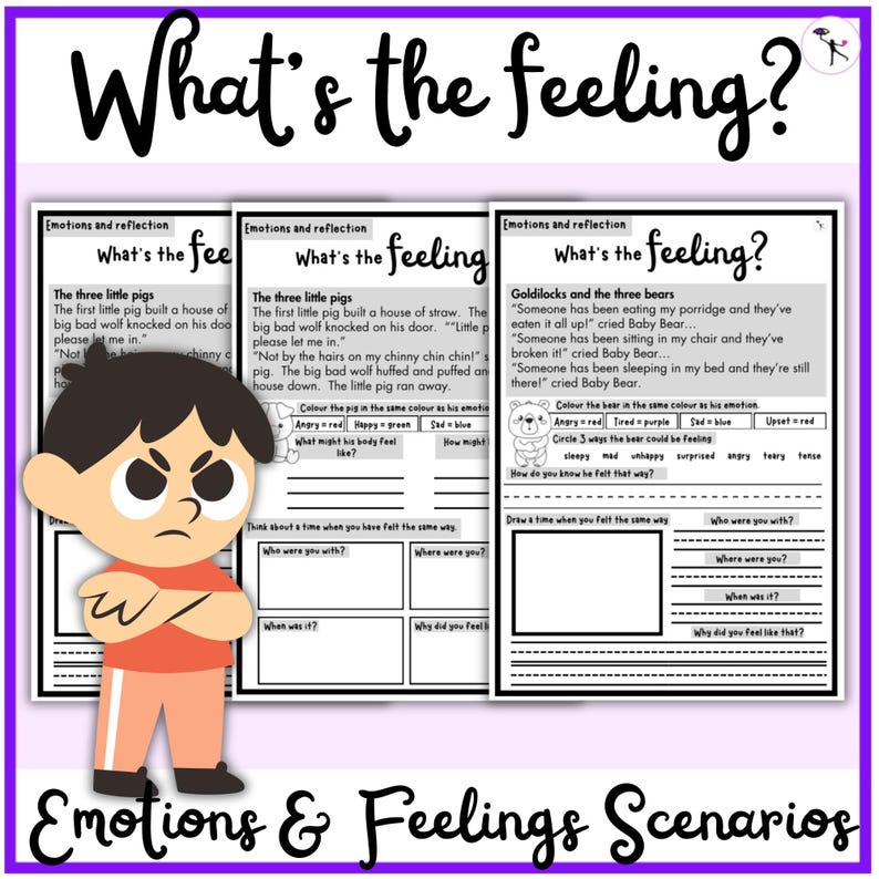 Self Reflection and Anger Management Worksheets for Kids: Identifying ...