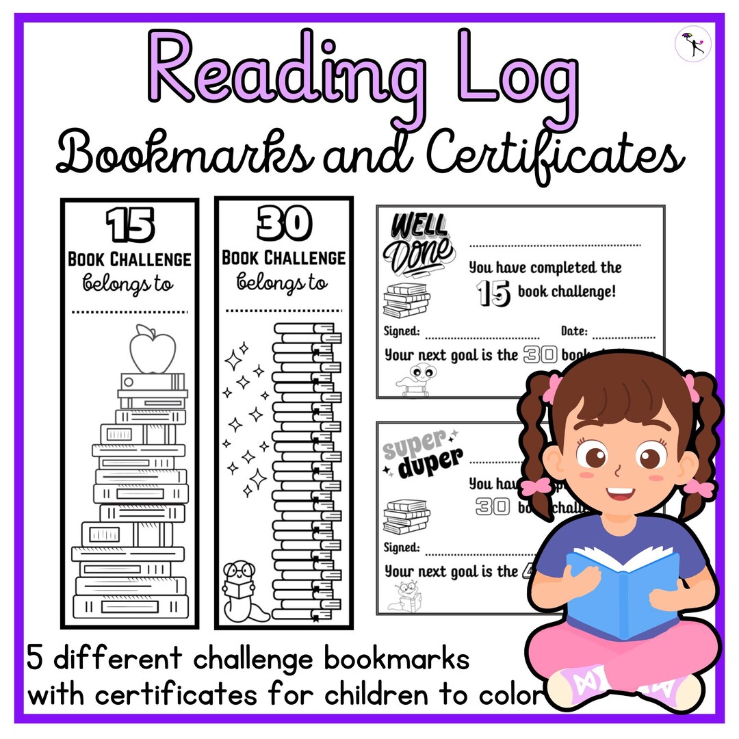 Reading Log Bookmarks: Reading Tracker; Reading Challenge; School ...