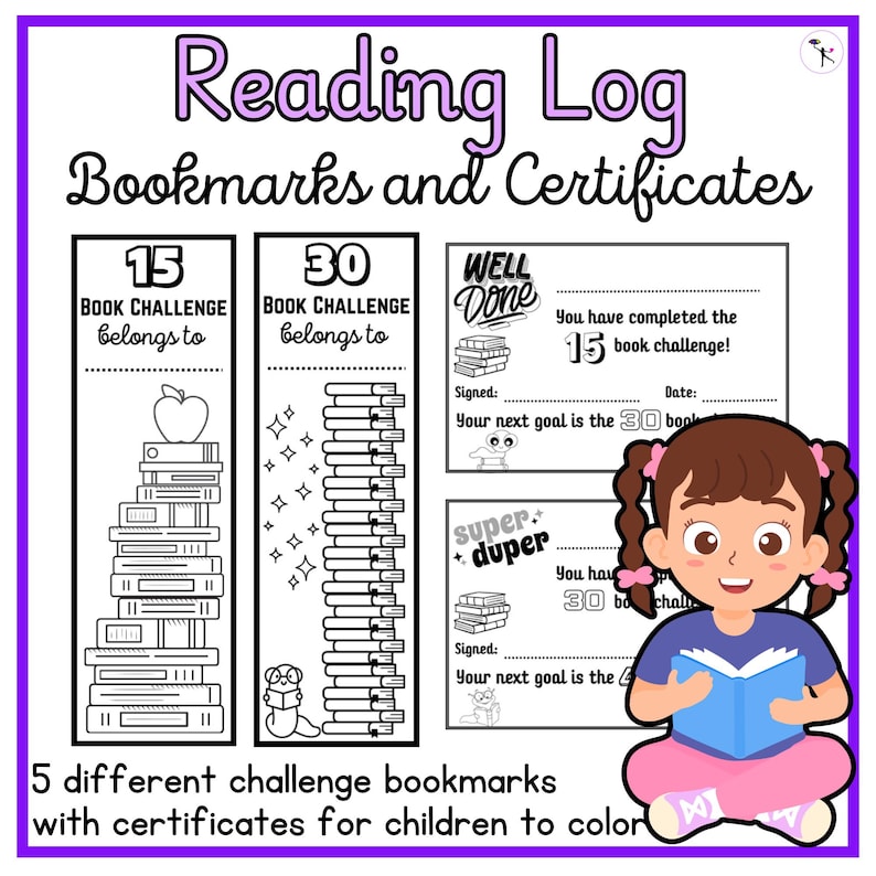 Reading Log Bookmarks: Reading Tracker; Reading Challenge; School ...
