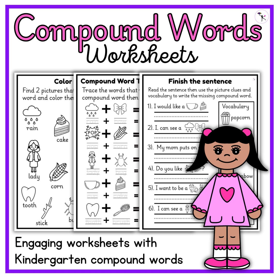 Compound Words Worksheets Kindergarten Literacy Read Trace Draw Write ...
