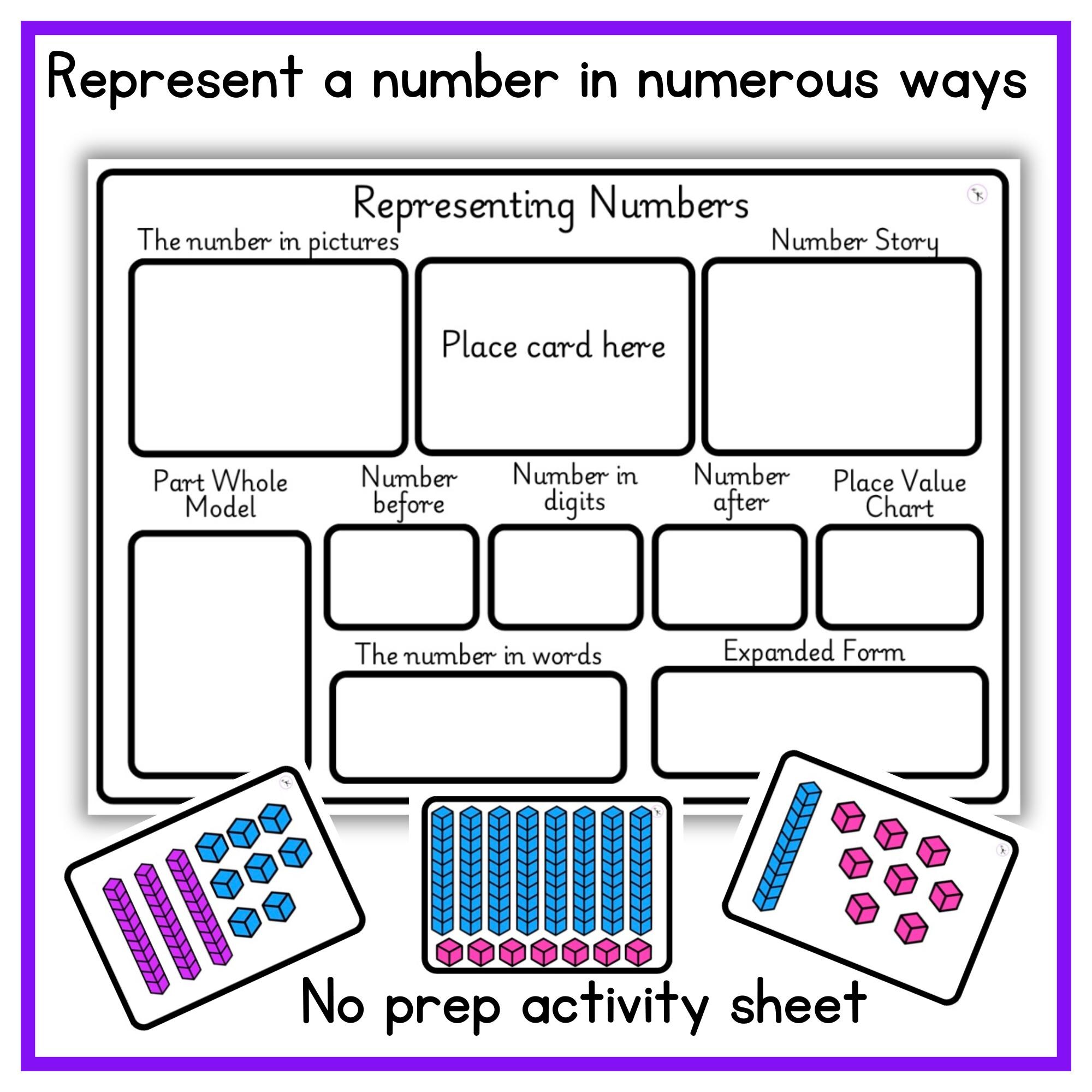 Base Ten Blocks Place Value Flashcards & Worksheets for 1st-2nd Grade ...