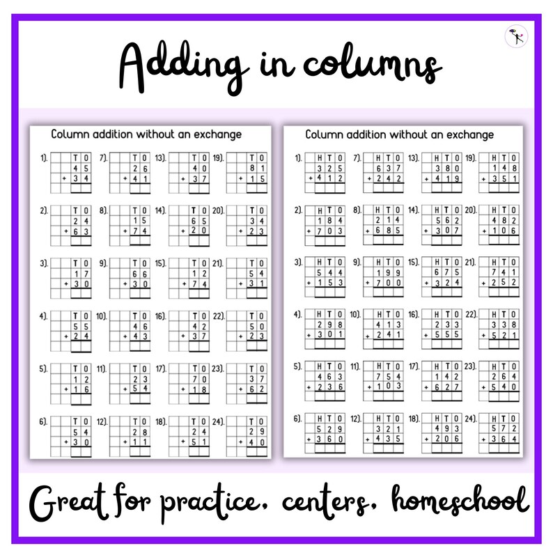 Printable Addition Worksheets for Homeschool and Practice - Etsy
