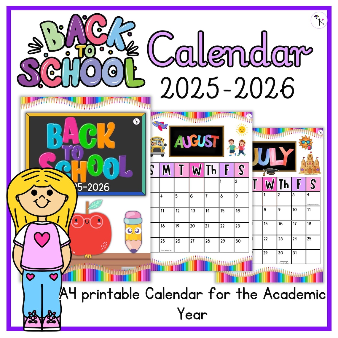 2025-2026 Academic Printable Calendar: Monthly Planner for Teachers ...