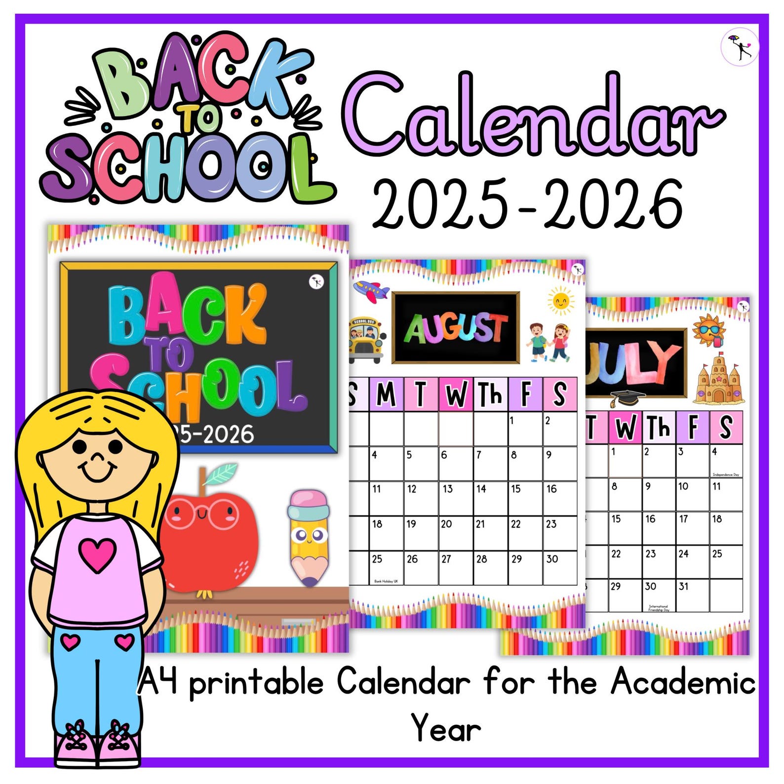 2025-2026 Academic Printable Calendar: Monthly Planner for Teachers ...