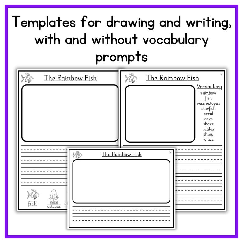 Rainbow Fish Writing Templates: Vocabulary, Story Retell and Reading ...