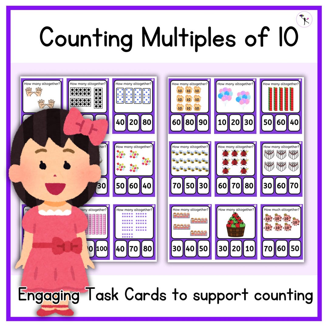 Math Learning Task Cards: Counting by Tens for Kids' Development ...