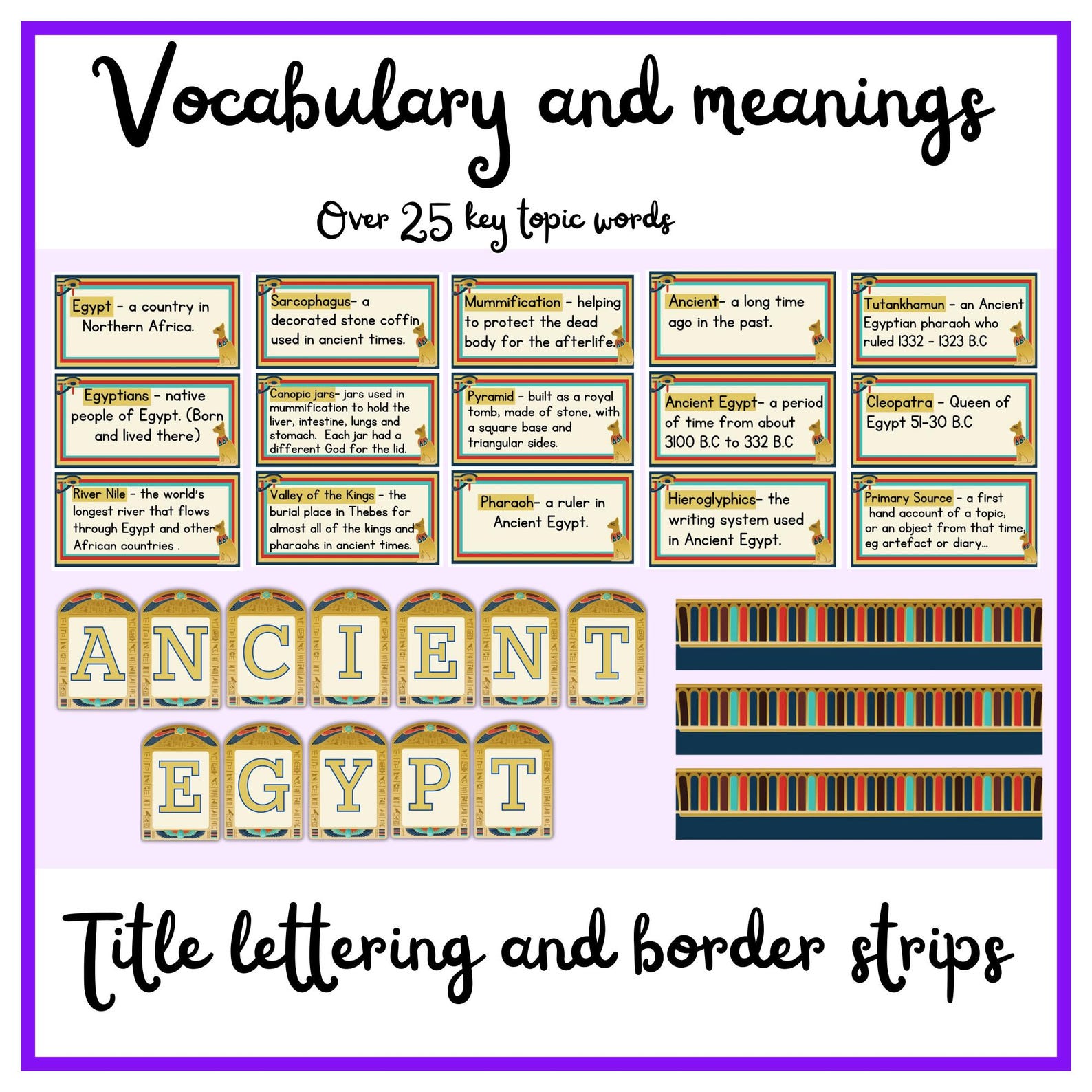 Ancient Egyptian Classroom Printables Display With Hieroglyphics ...