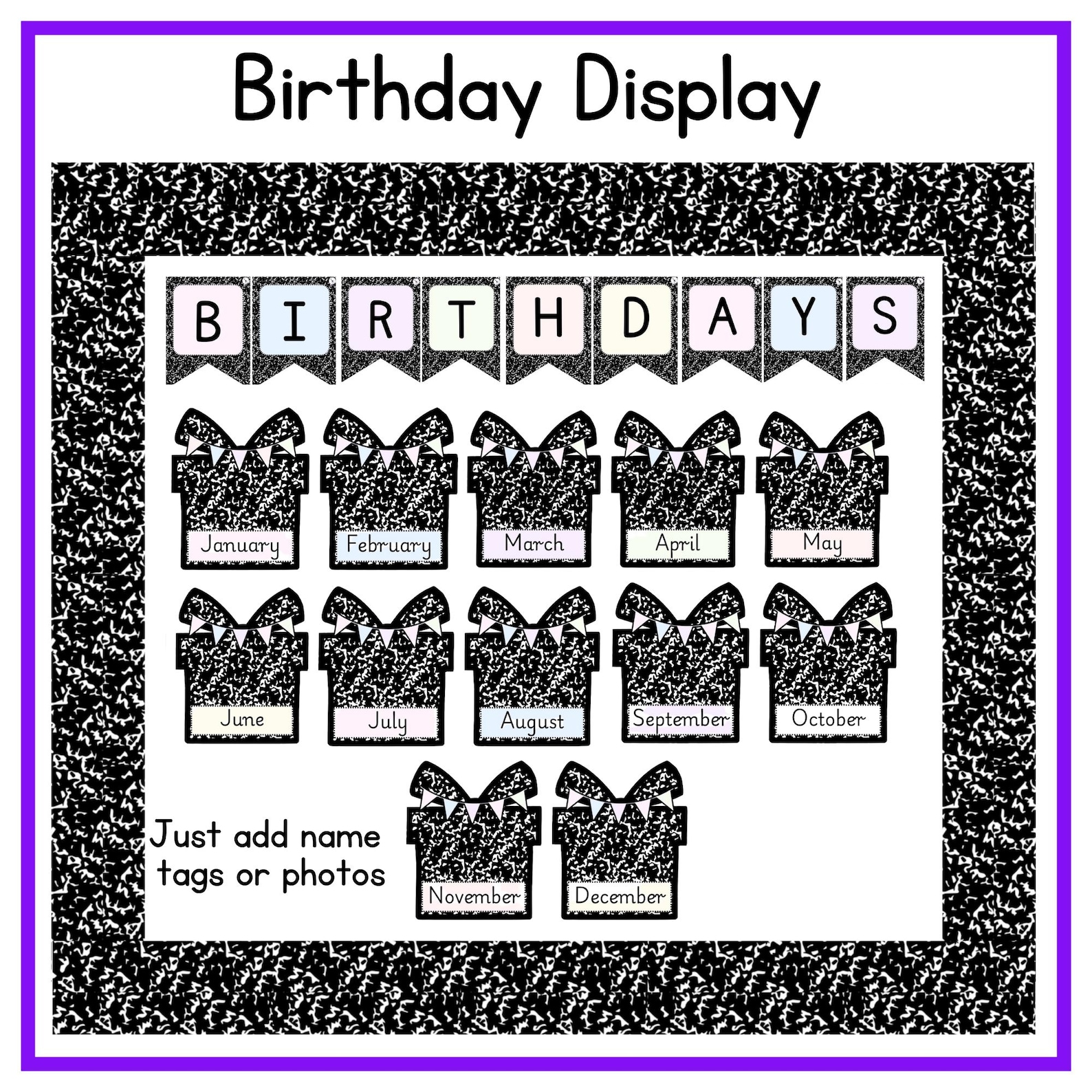 Composition Notebook Classroom Decor Bundle; Pastel Classroom Printable ...