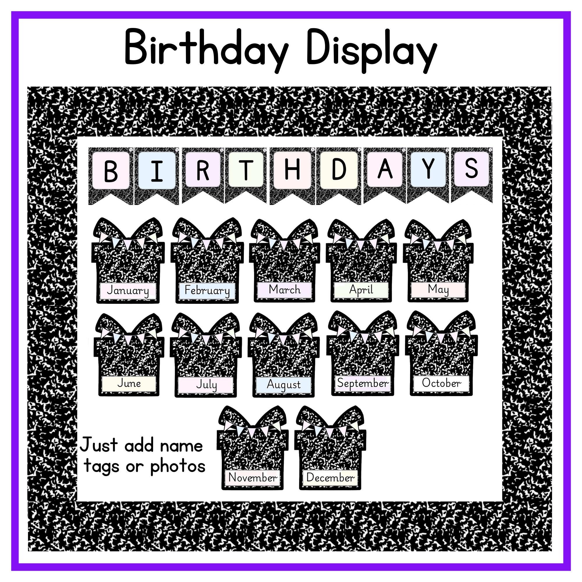 Composition Notebook Classroom Decor Bundle; Pastel Classroom Printable ...