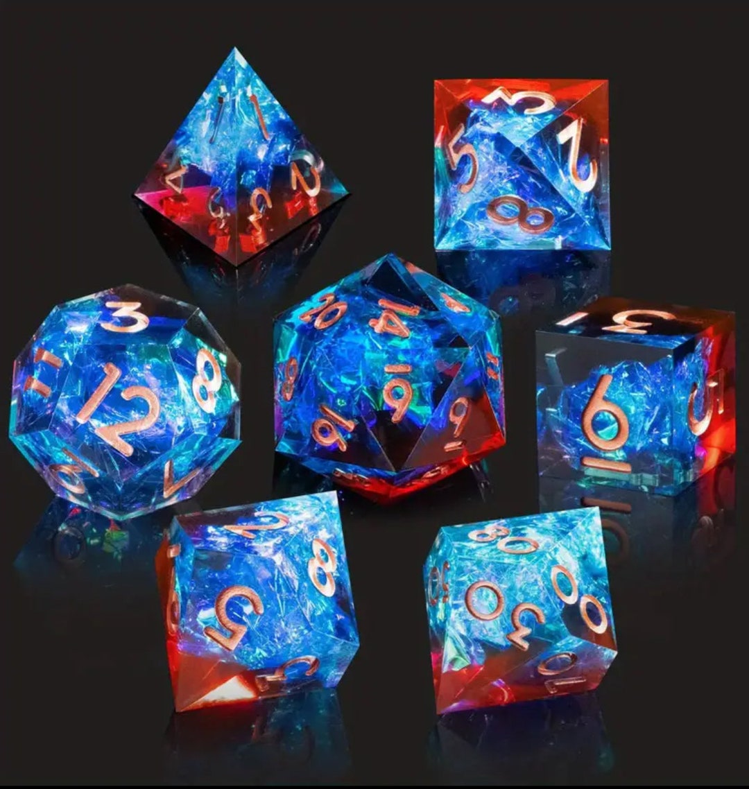 FULL SET! -- 7pcs Dnd Dice Set, Handmade Resin Sharp Edge Dice ...
