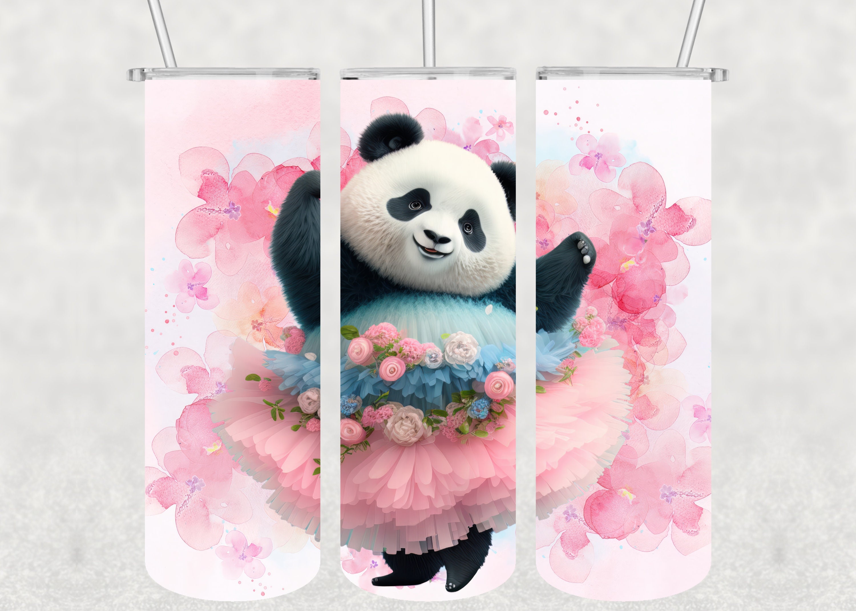 Panda in Tutu Tumbler Wrap Panda Png 20 Oz Skinny Tumbler - Etsy