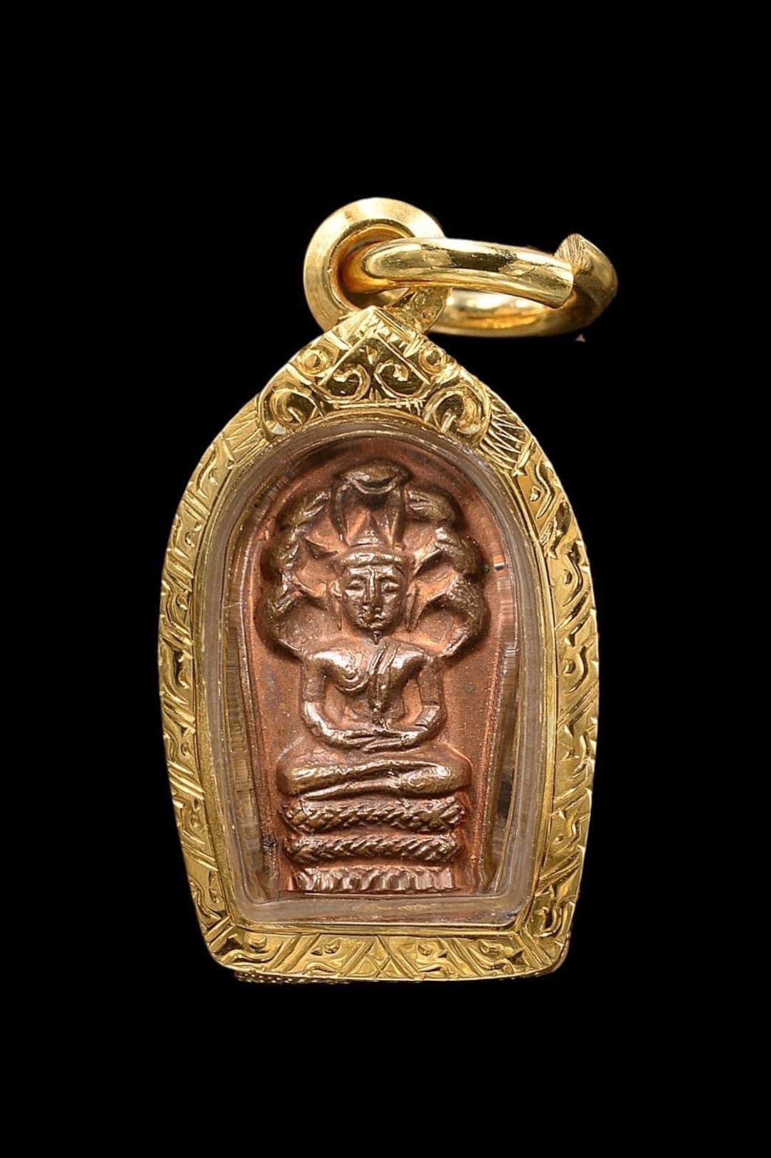 Thai Amulet Real Gold Casing Phra Naga Prok Samakon Card Lp Tim Lp ...