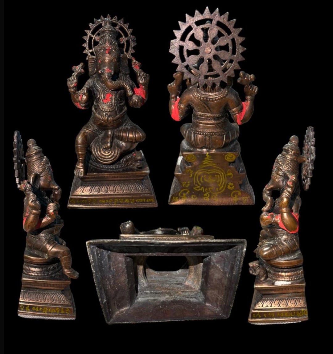 Thai Lanna Hand Written Wealth Fetching Yant Lord Ganesha Pikanet ...