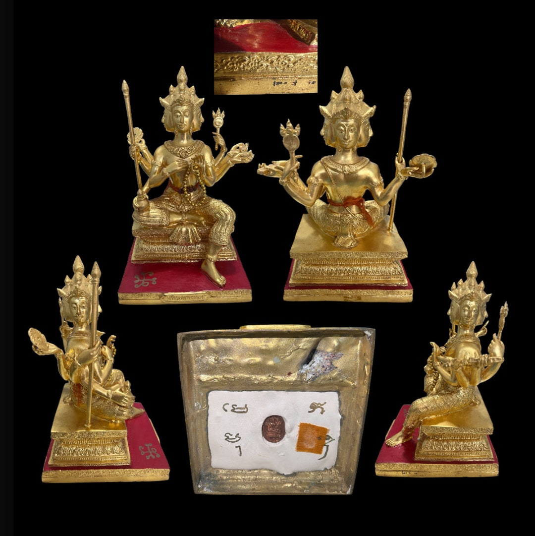 Thai Lanna Amulet Hand Written Yant Gold Leaf Phra Phrom Lord Brahma ...