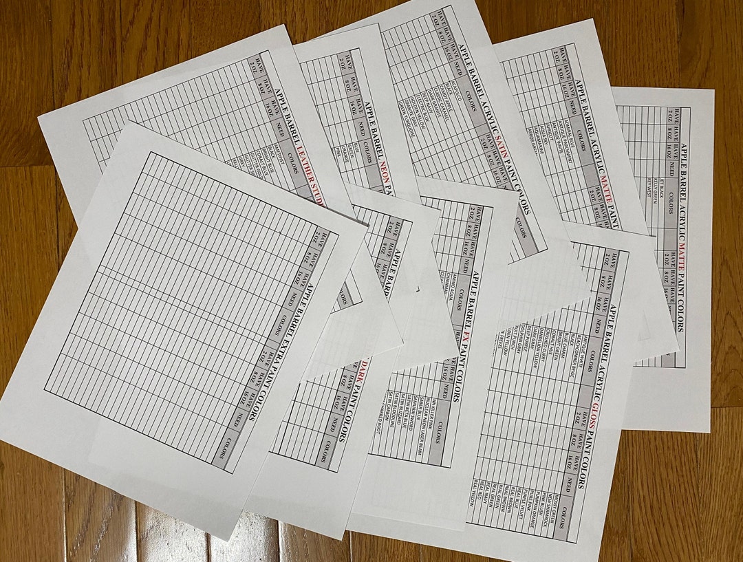 Apple Barrel Acrylic Paint Color Chart Download Editable Excel ...