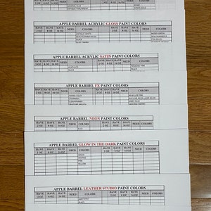 Apple Barrel Acrylic Paint Color Chart Download Editable Excel ...